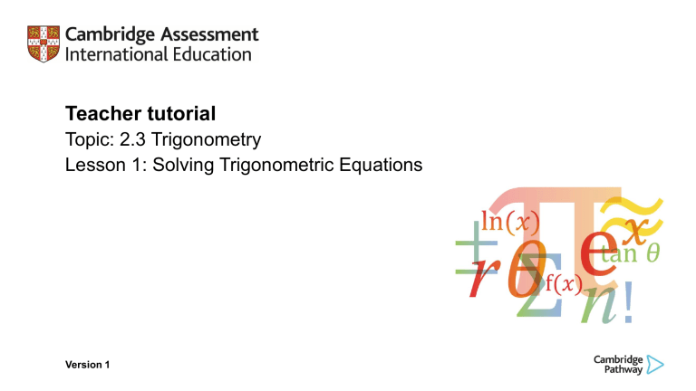 Solving Trigonometric Equations Tutorial