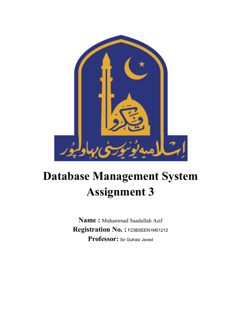 Database Management System Assignment: Oracle & ACID Properties