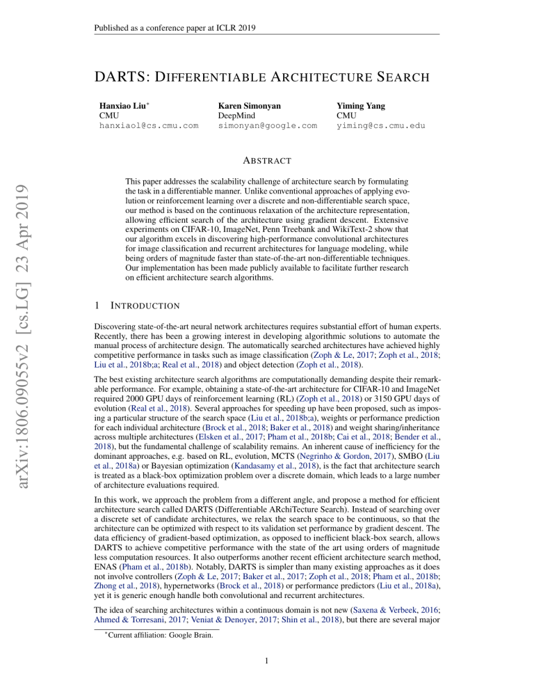 DARTS: Differentiable Architecture Search