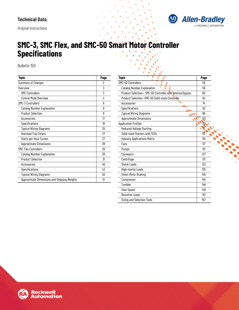 SMC Smart Motor Controller Specs: SMC-3, Flex, 50