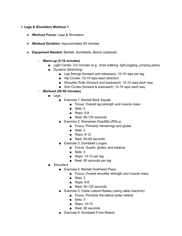 Legs, Shoulders & Back Workout Plan | Strength Training