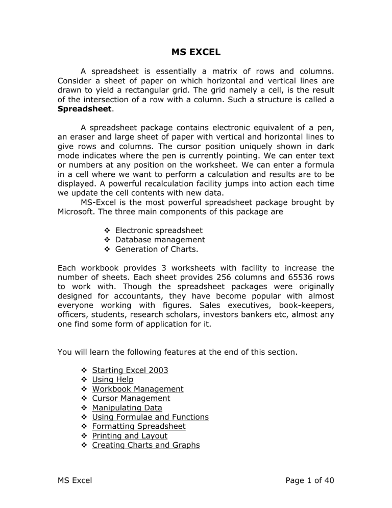 Ms Excel Tutorial Basics Formulas Charts And More