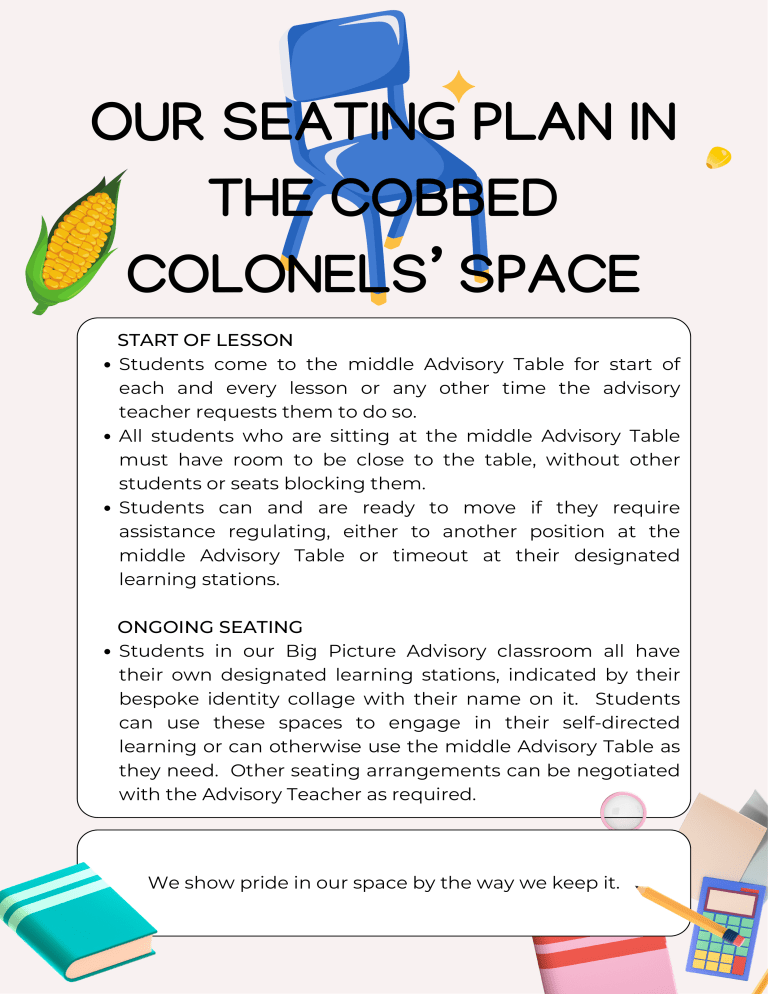 Classroom Seating Plan: Cobbed Colonels' Space