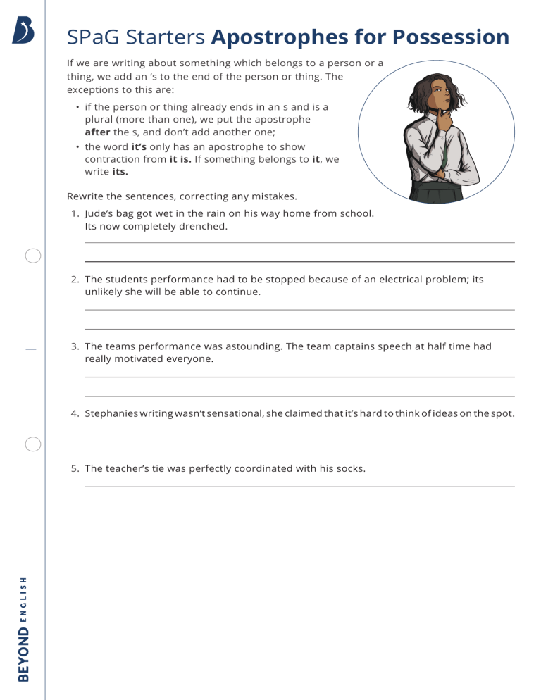 Apostrophes for Possession Worksheet