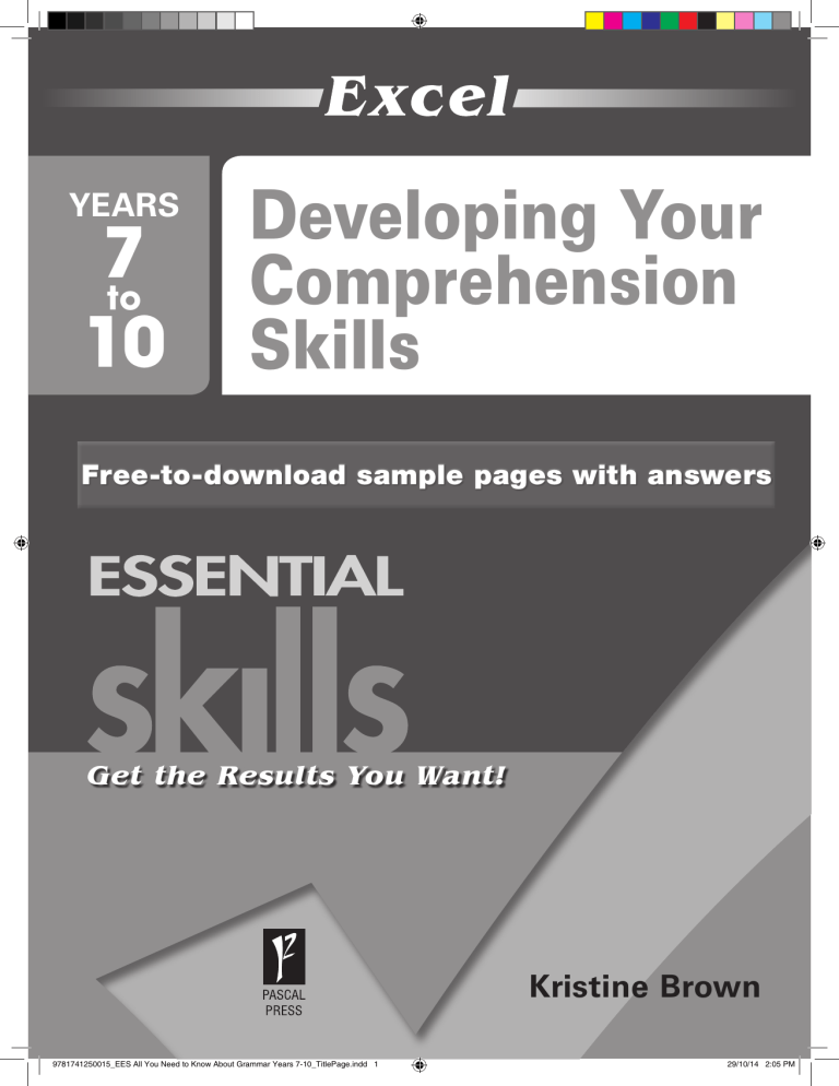 Comprehension Skills Workbook Years 7-10