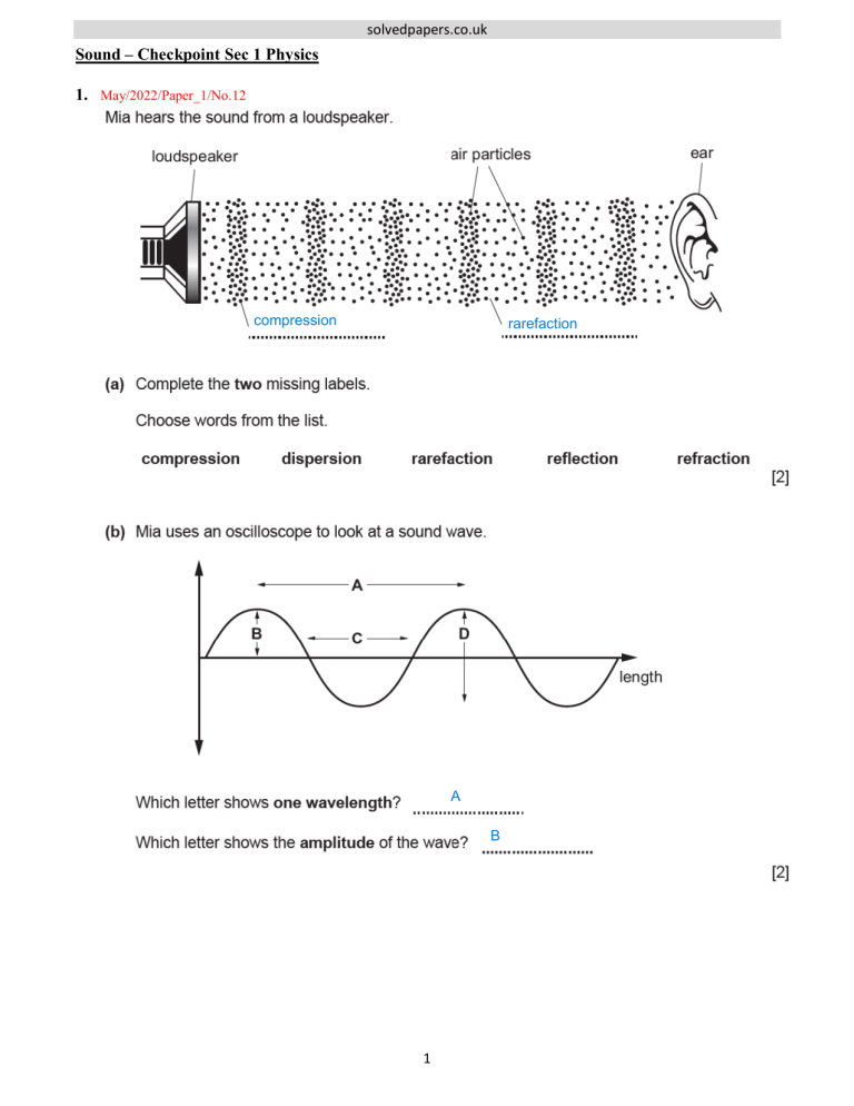 Sound Physics Checkpoint Exam Paper