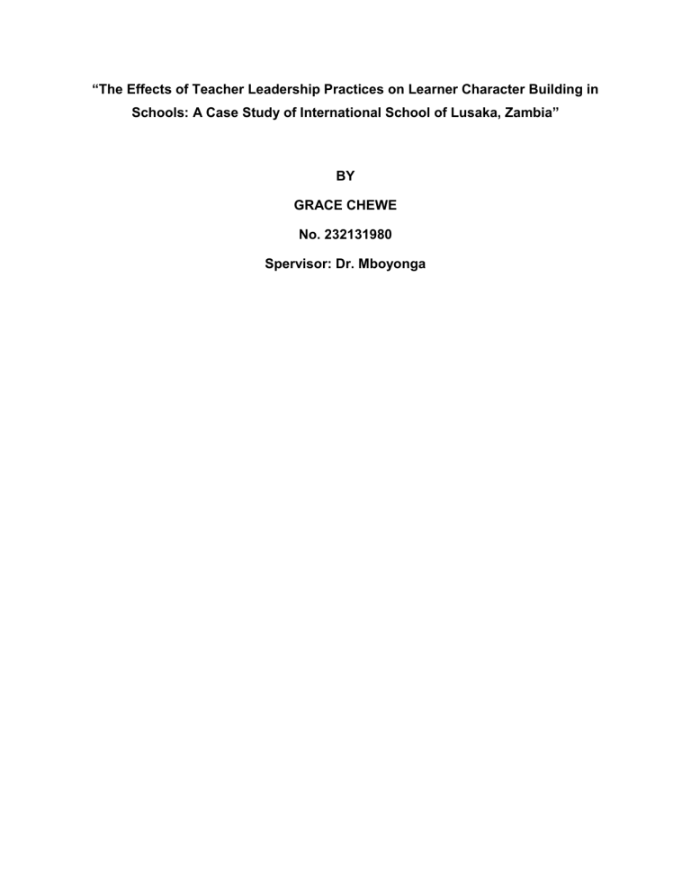 Teacher Leadership & Character Building: ISL Case Study