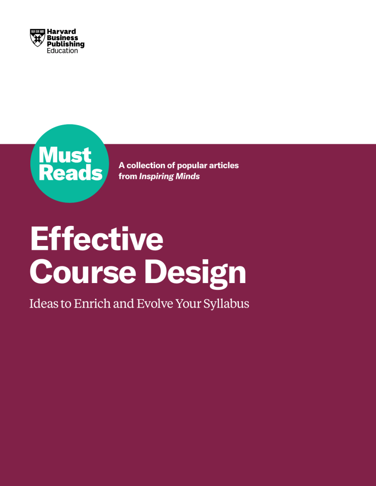 Effective Course Design: Enriching Your Syllabus